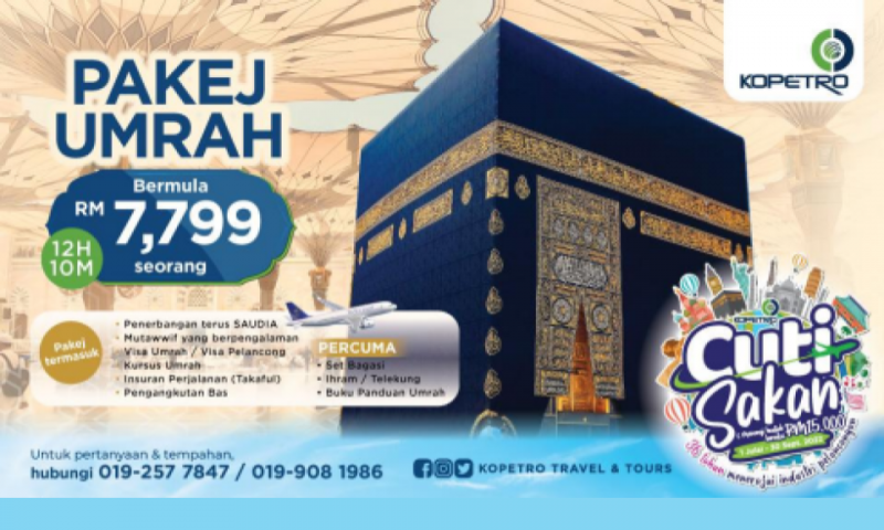 Tunaikan umrah anda dengan penuh memori bersama KOPETRO Travel