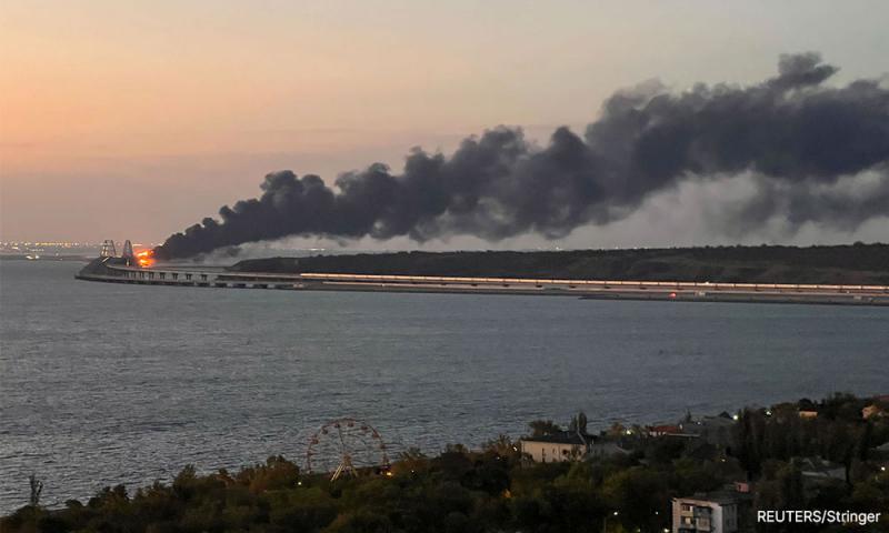 Moscow says truck explosion destroyed part of Russia-Crimea bridge