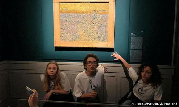 Soup thrown at Van Gogh painting in Rome climate change protest