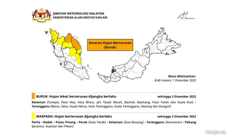 Continuous rain warning issued for this evening to Sunday