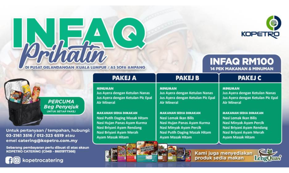 Kongsi rezeki dengan Infaq Prihatin KOPETRO Catering