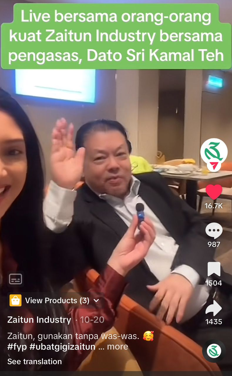 Jualan ubat gigi Zaitun naik gara-gara TikTok LIVE Atikah Suhaime