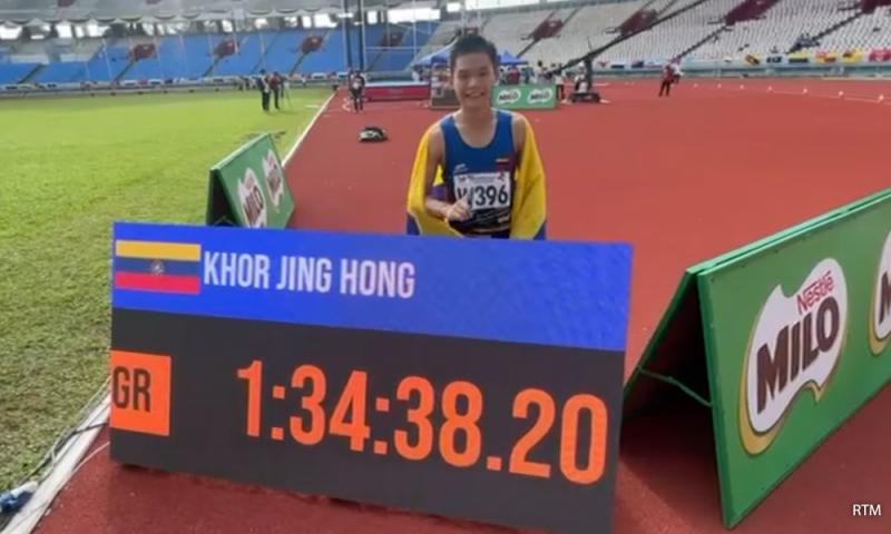 Jing Hong lebur rekod 20 tahun lumba jalan kaki Sukma